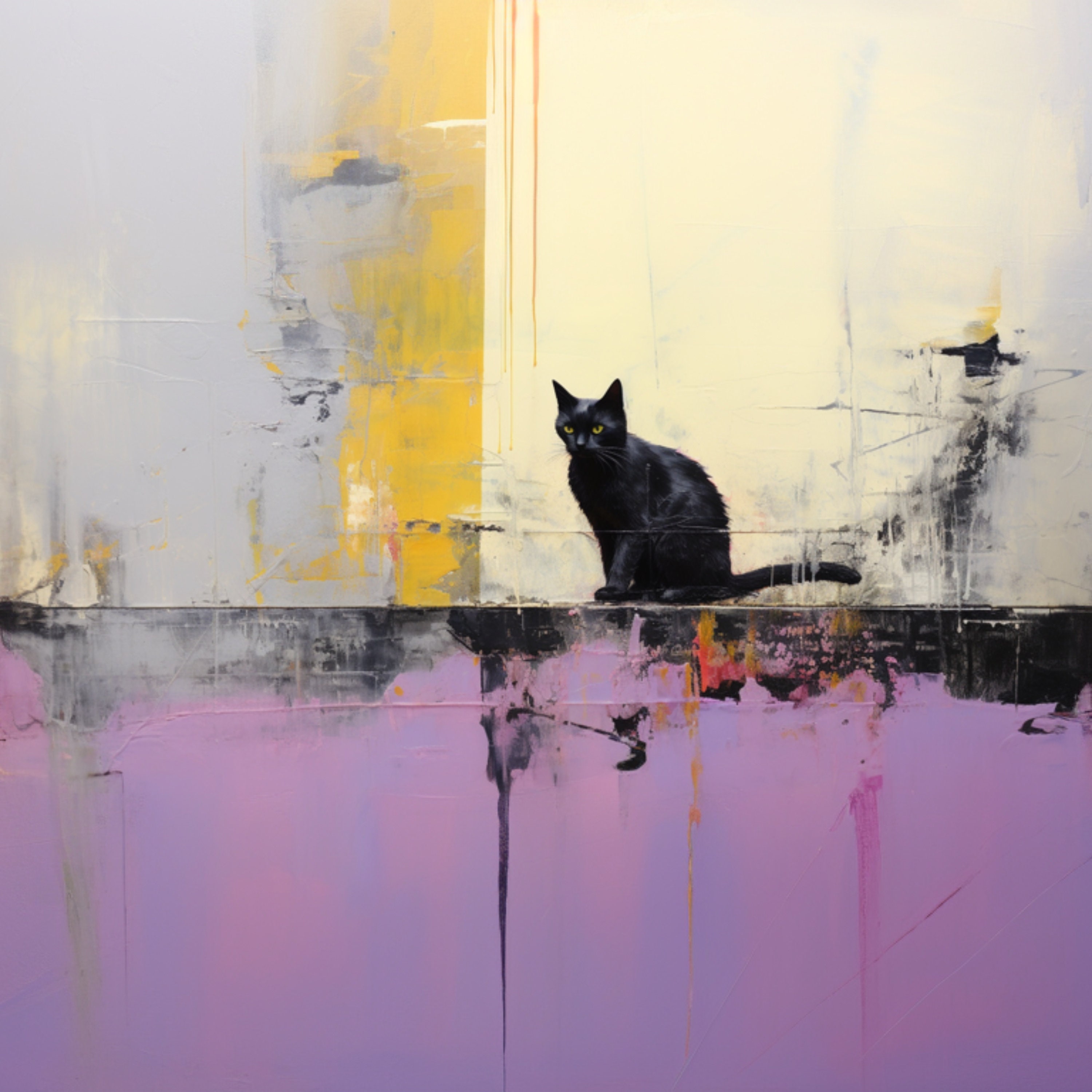 Abstract Expressionist Black Cat Painting Printable - Shabby Chic ...