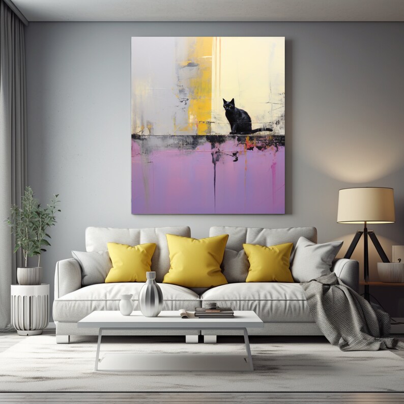 Abstract Expressionist Black Cat Painting Printable - Shabby Chic ...
