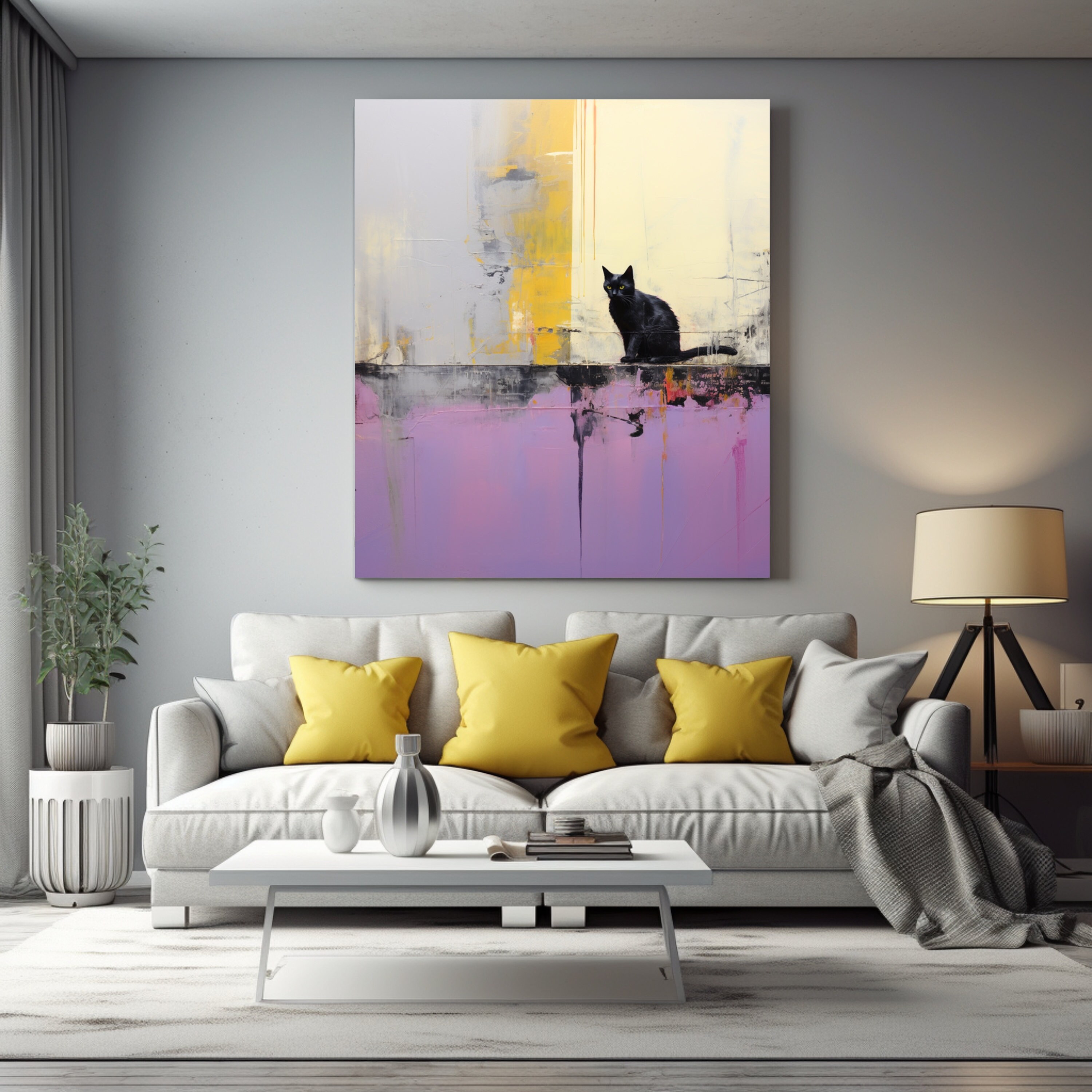 Abstract Expressionist Black Cat Painting Printable - Shabby Chic ...