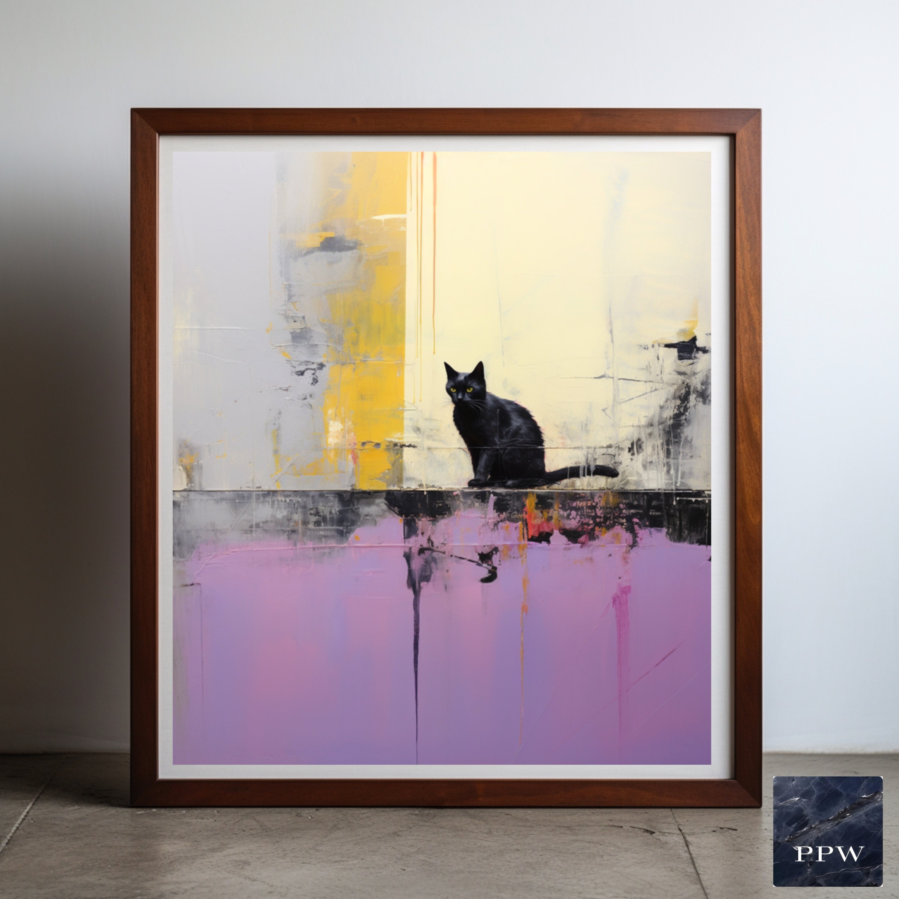 Abstract Expressionist Black Cat Painting Printable - Shabby Chic ...