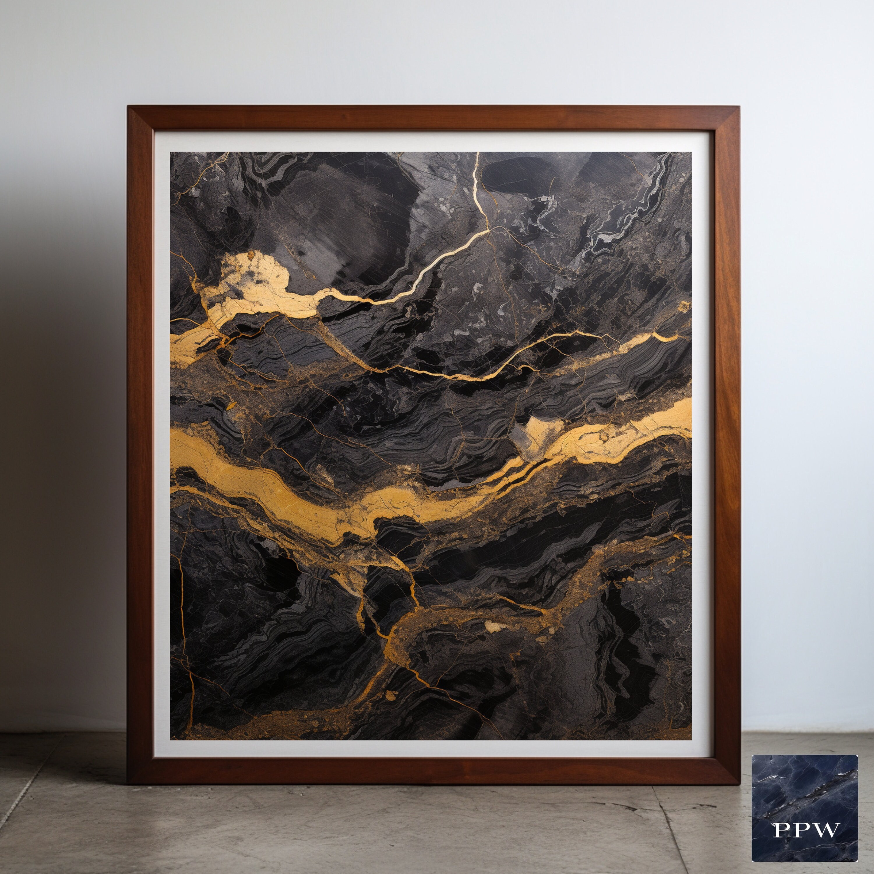 Minimalistic Black Granite With Gold Incrustations Printable - Luxe ...