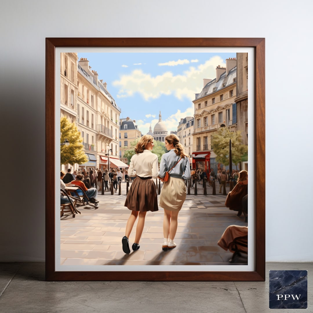 Montmartre Stroll Printable - French Girls Art With Sacré-cœur View ...