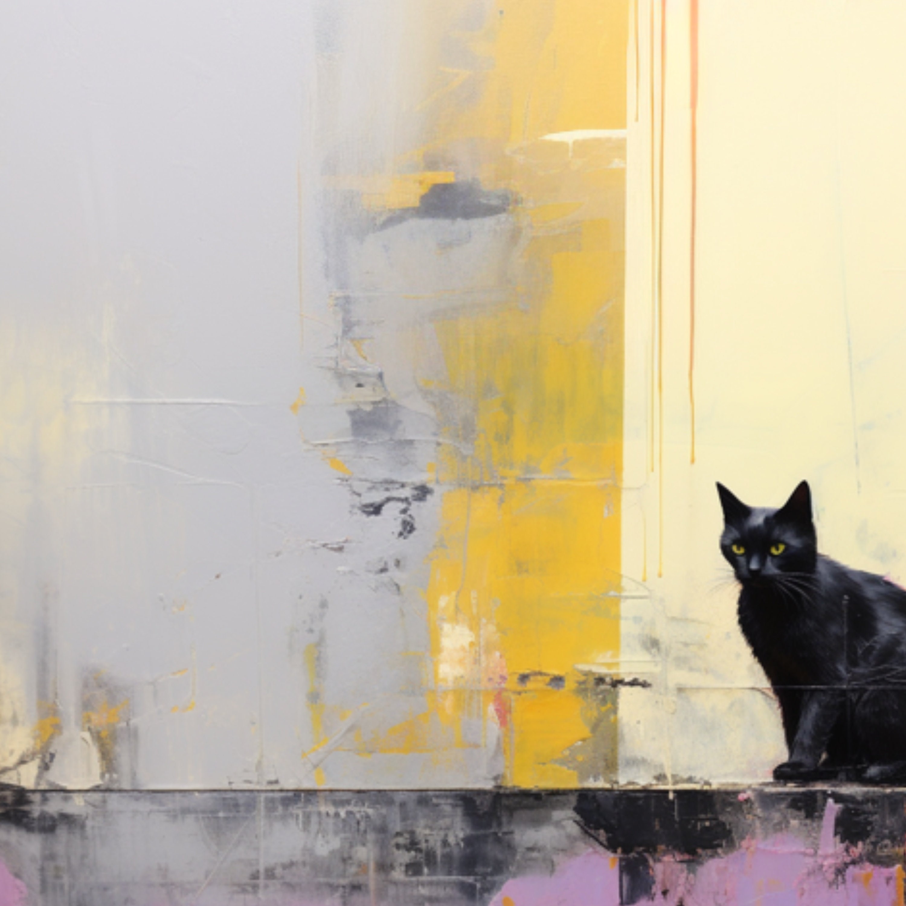 Abstract Expressionist Black Cat Painting Printable - Shabby Chic ...