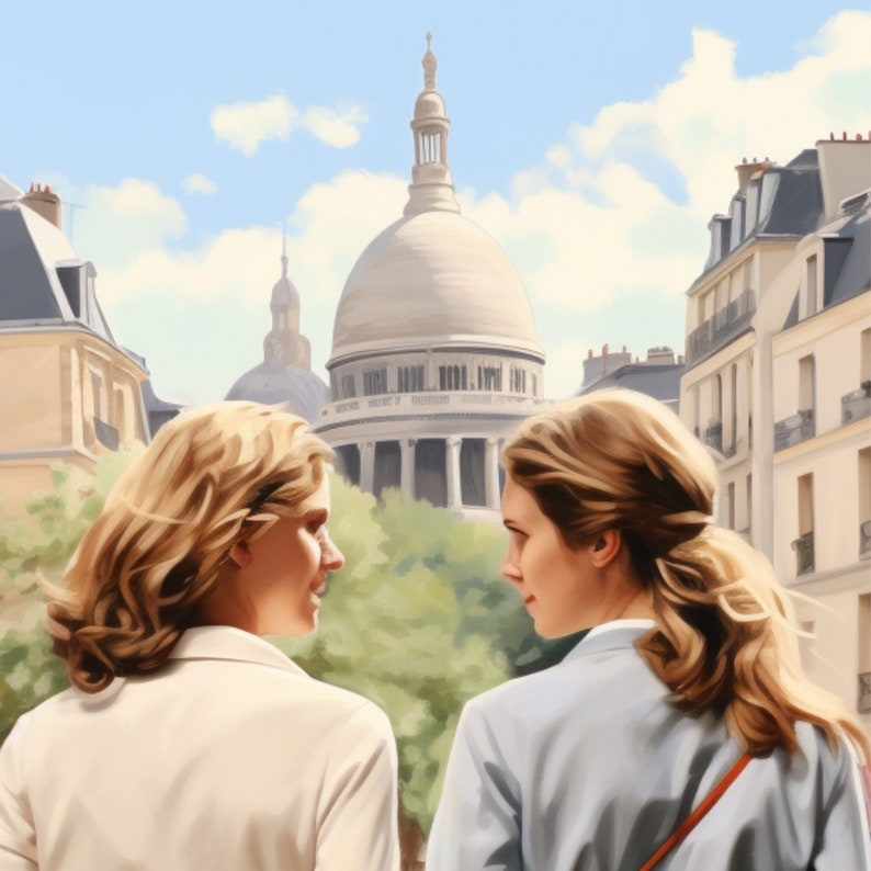 Montmartre Stroll Printable - French Girls Art With Sacré-cœur View ...