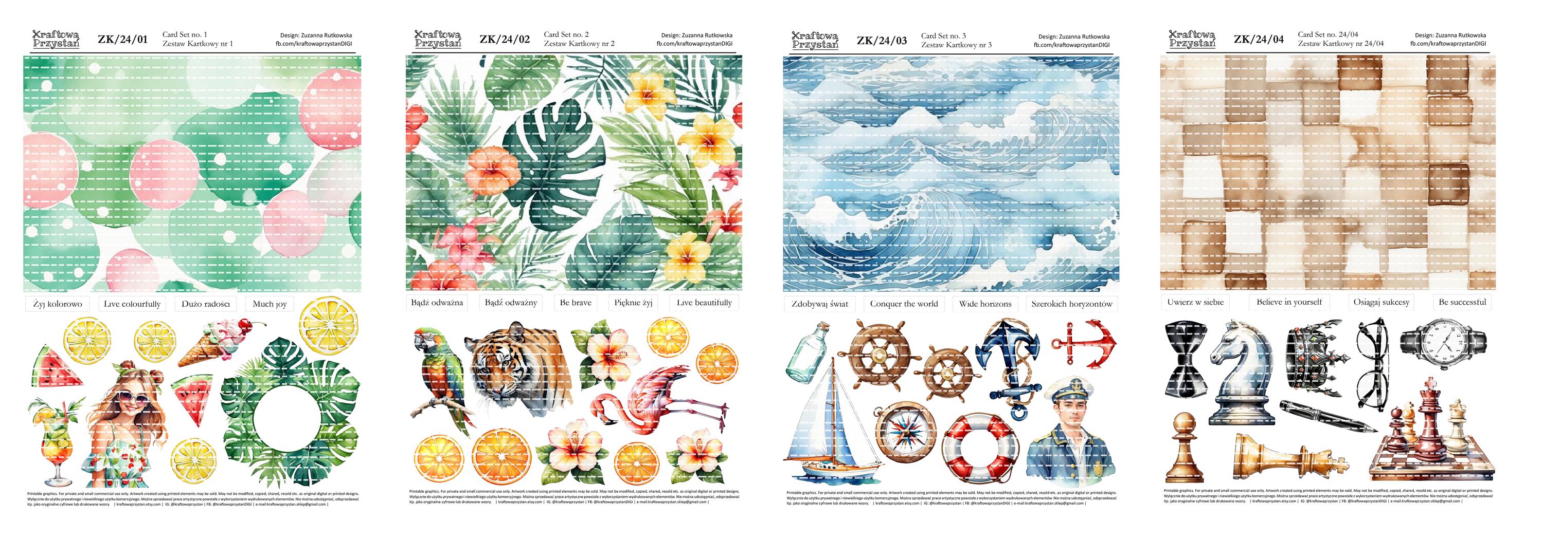 10 Digital Card Sets | Printable A4 Sheets With Cut-out Elements | PDF ...