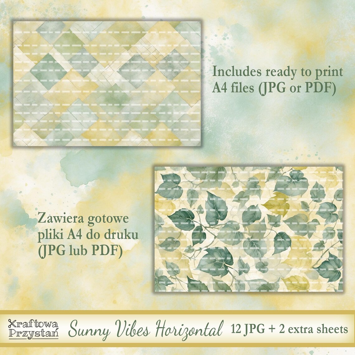 Sunny Vibes Horizontal, Scrapbooking Papers, Size A4, Pastel Yellow and ...