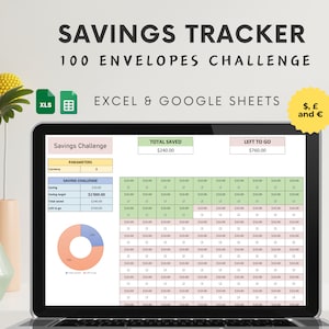 100 Envelope Savings Challenge Spreadsheet Google Sheets & Excel, Penny ...