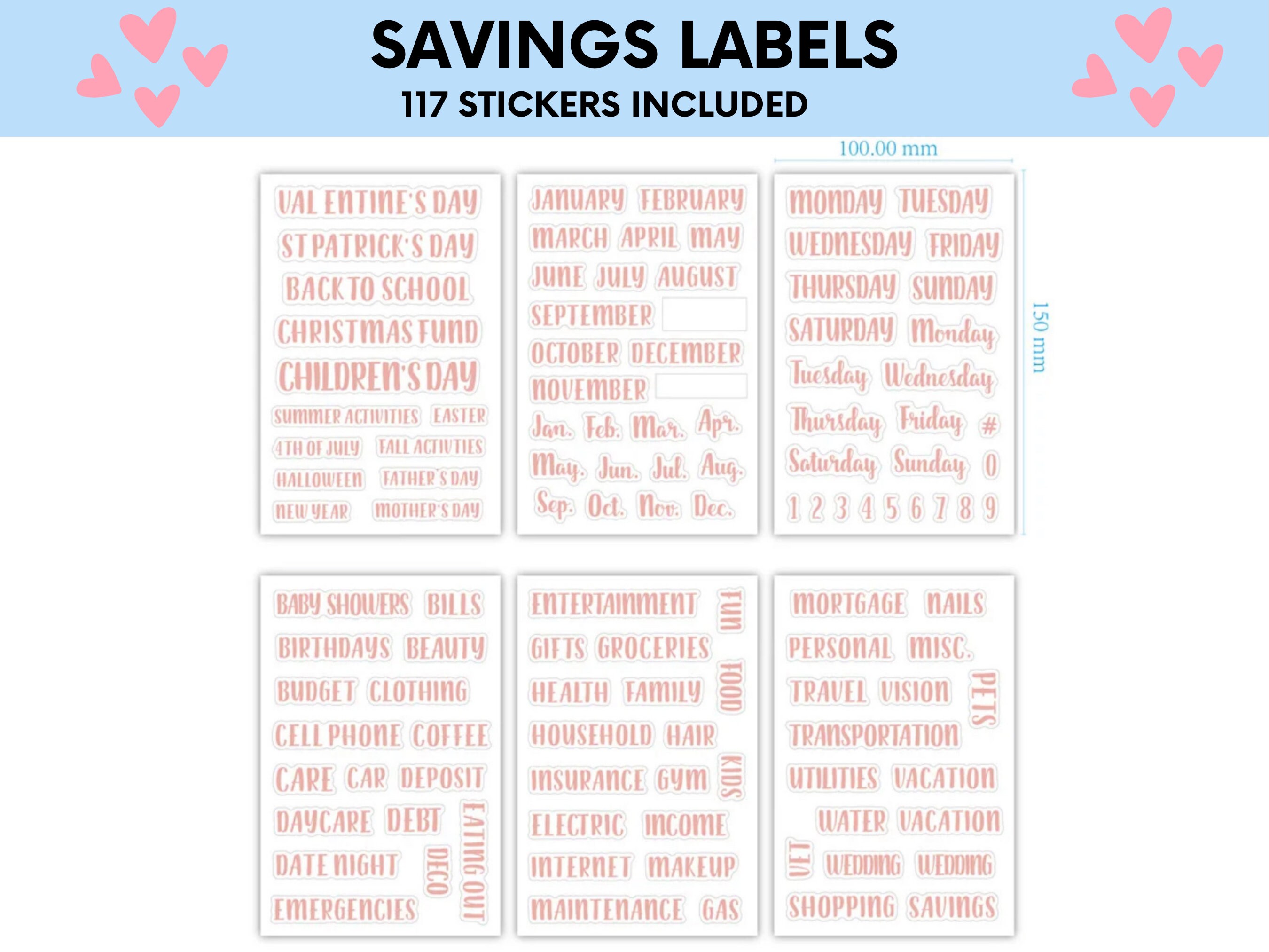 Cash Stuffing Vinyl Labels for Wallets | Personalized Decals | A6 ...