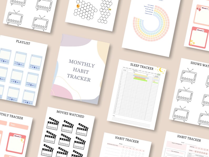 Habit Tracker Digital Printable Artful and Loveful Bullet Journal Adhd ...