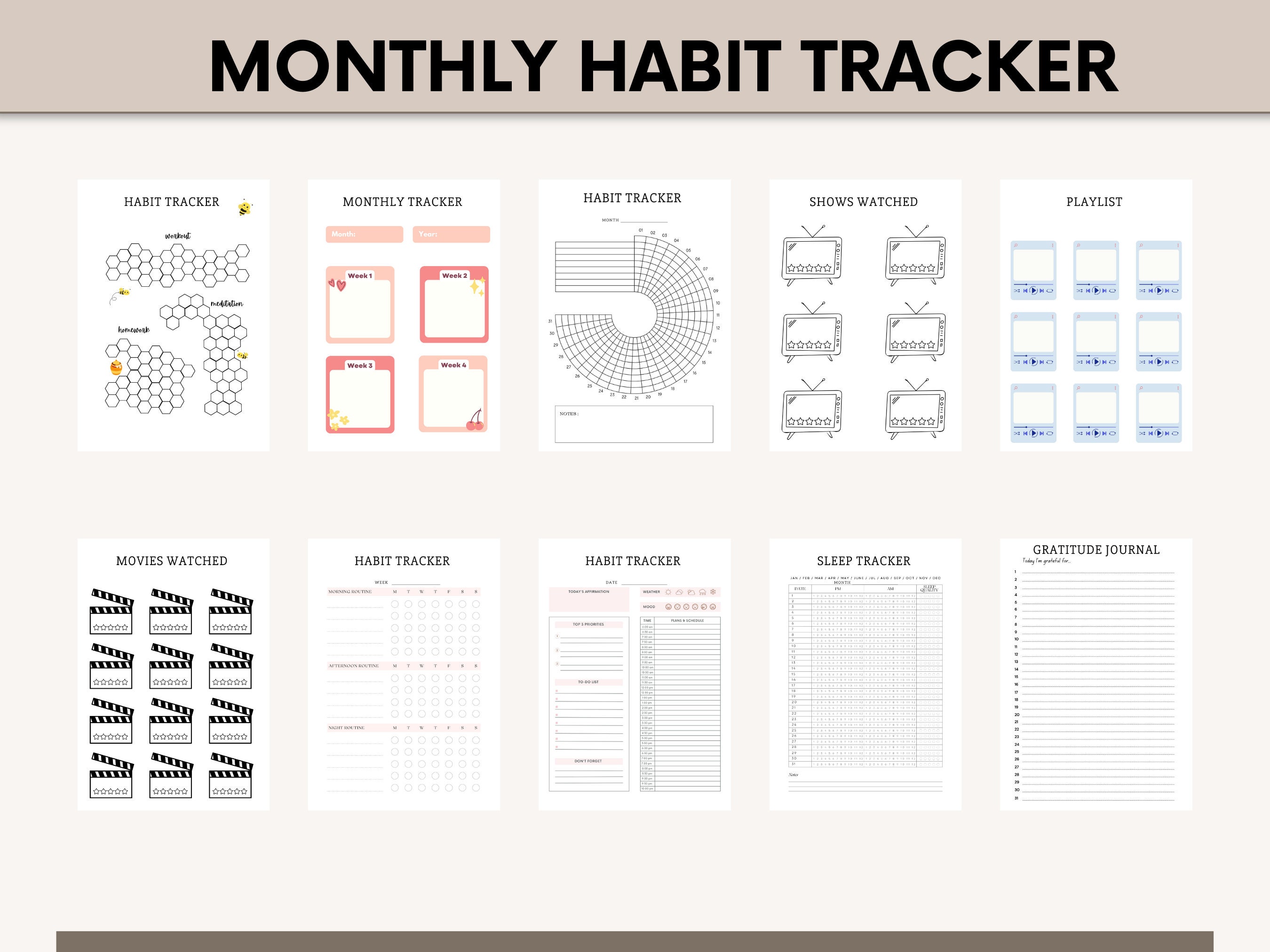 Habit Tracker Digital Printable Artful and Loveful Bullet Journal Adhd ...