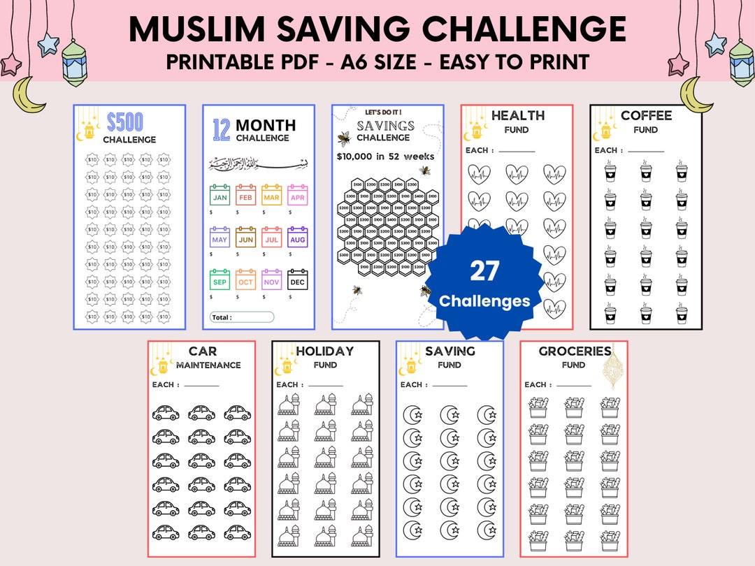 Muslim Savings Tracker Printable Halal Budget & Zakat Planner A6 Cash ...