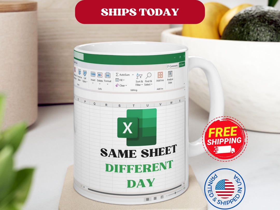 Same Sheet Different Day Mug, Funny Work Excel Coffee Mug, Goodbye ...