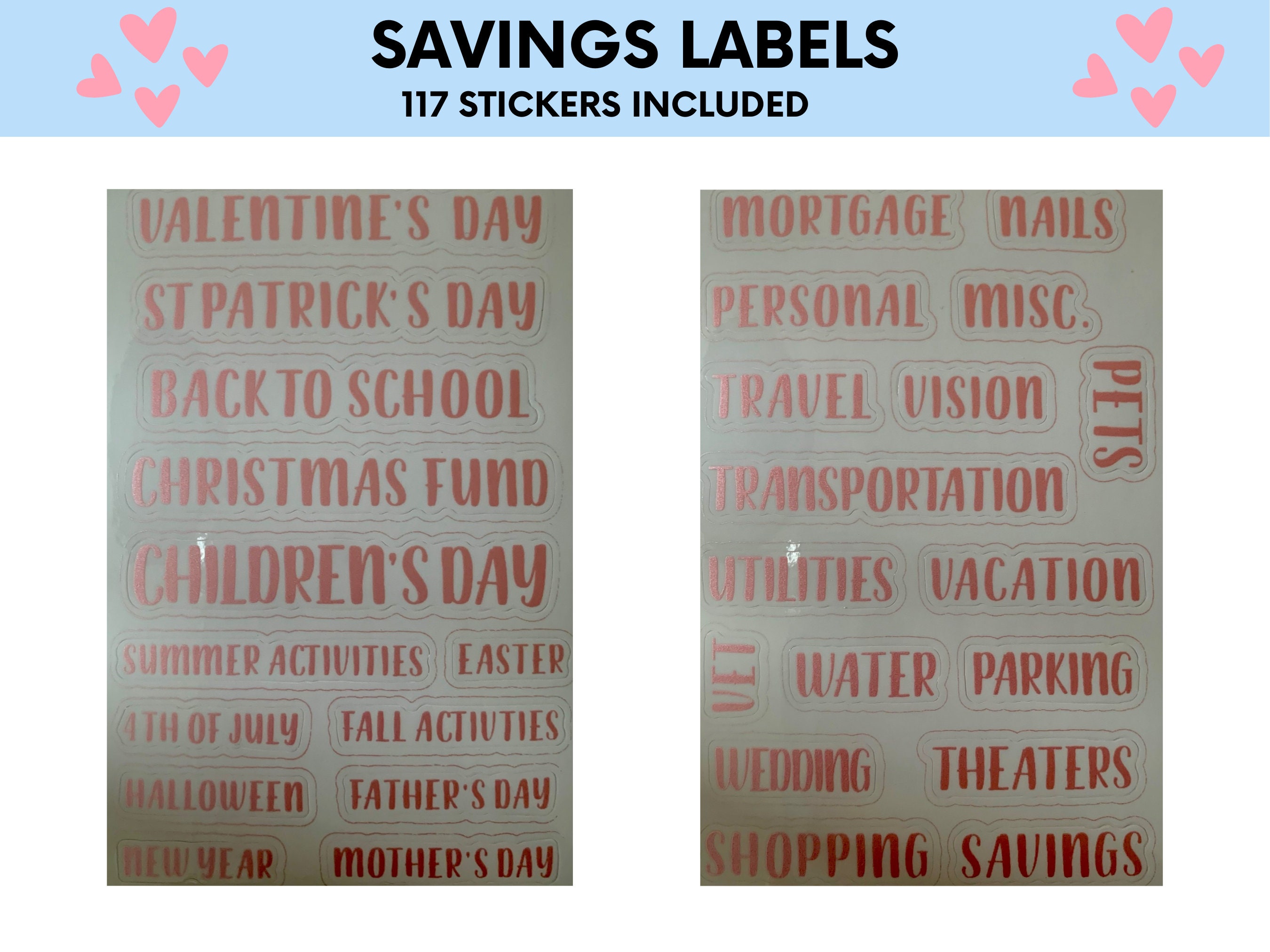 Cash Stuffing Vinyl Labels for Wallets | Personalized Decals | A6 ...