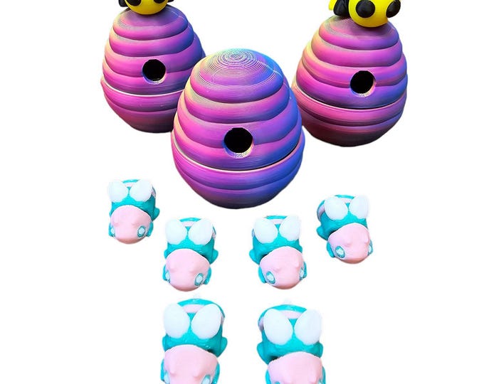 3D Printed Bee Hive Storage Container With a Flexi Fidget Bee Figure ...
