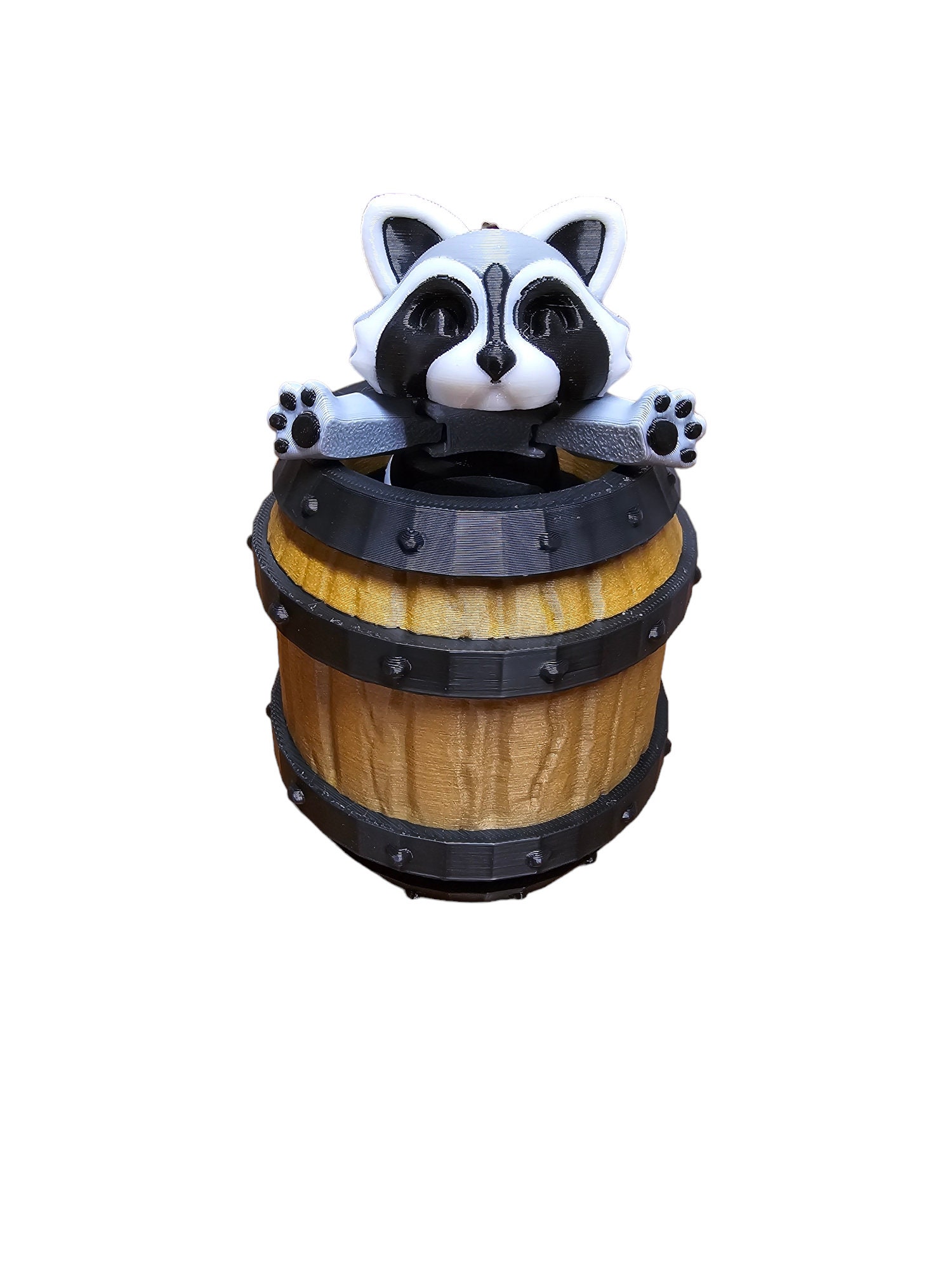 3D Printed Raccoon Figurine • Cute Barrel Desk Decor • Funny Office ...