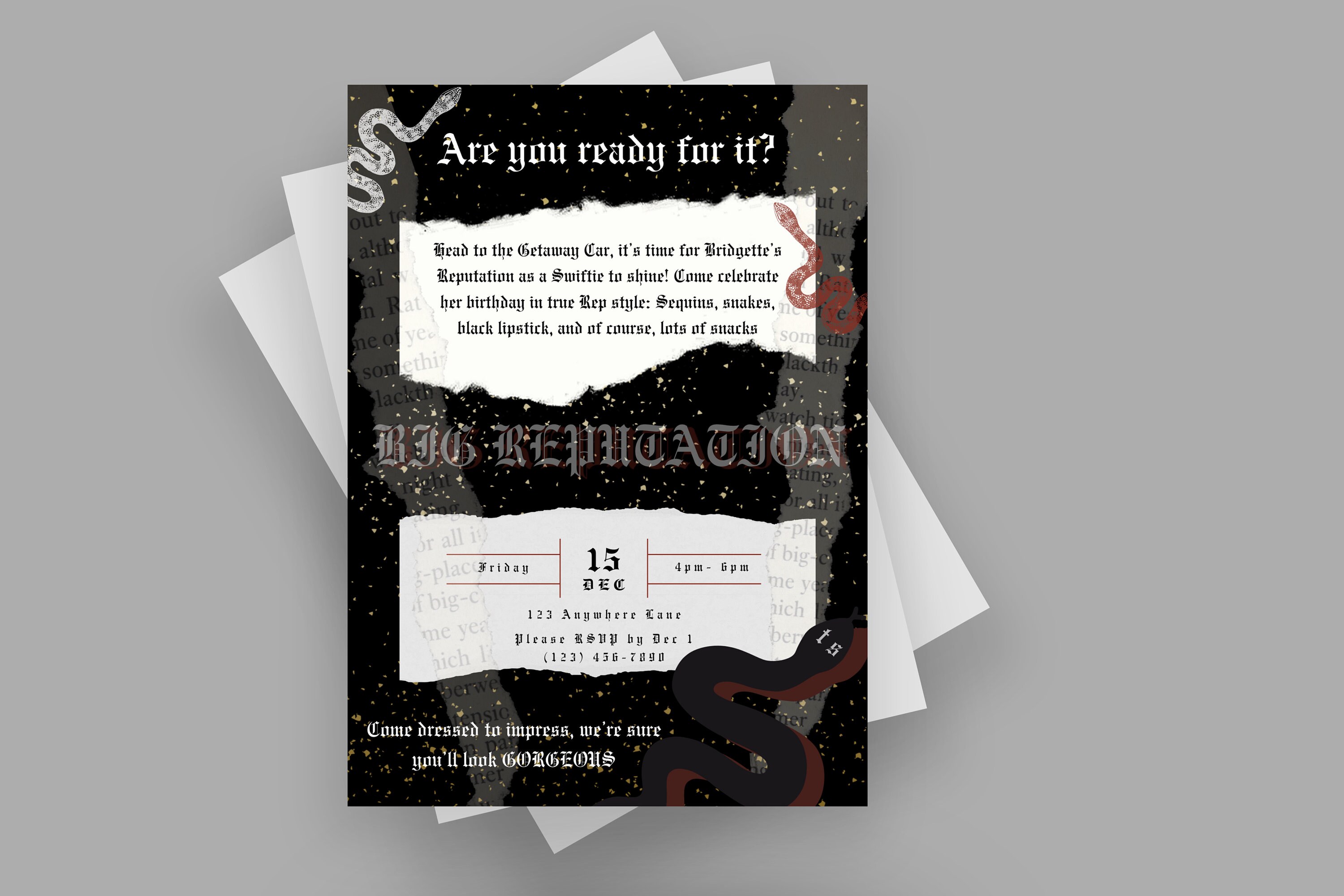 Reputation Themed Birthday Party Invitation Template - Etsy