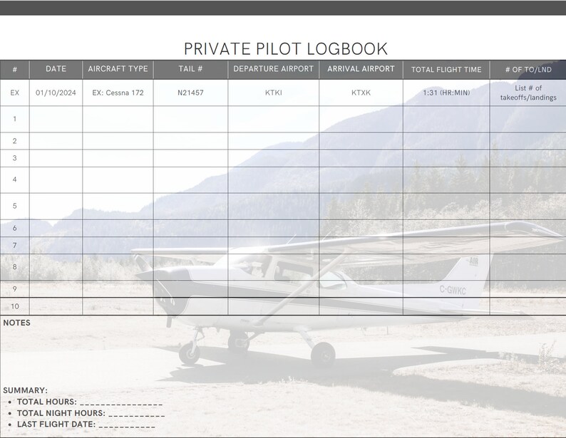 Pilot Logbook - Etsy