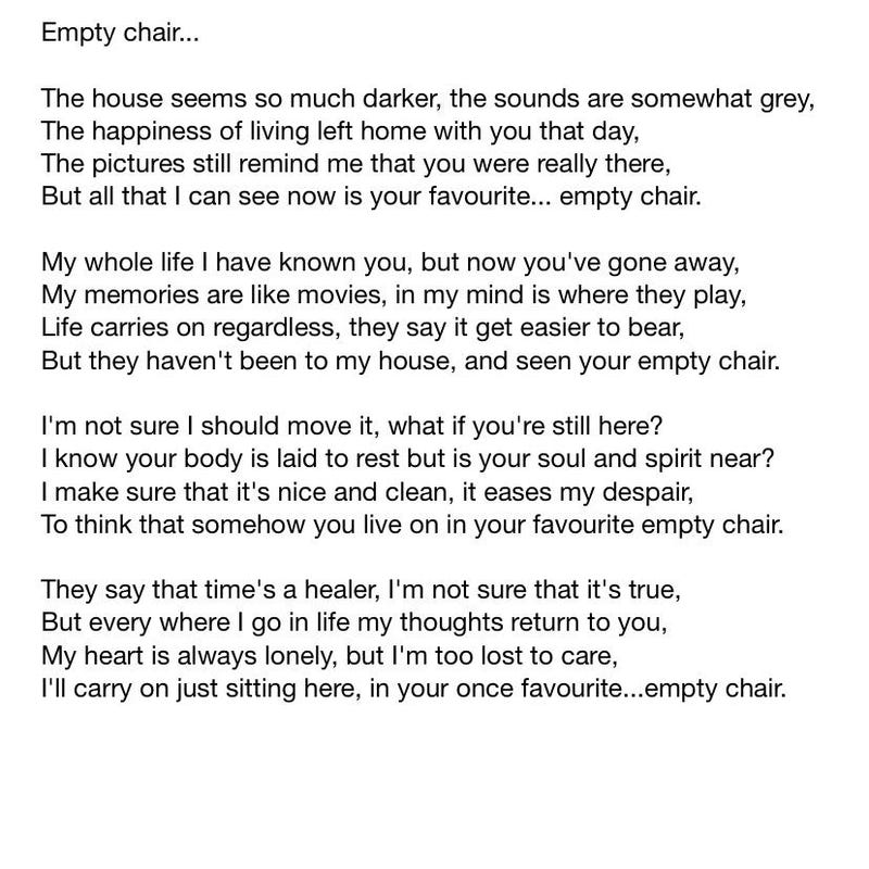 Empty Chair Poem - Etsy UK