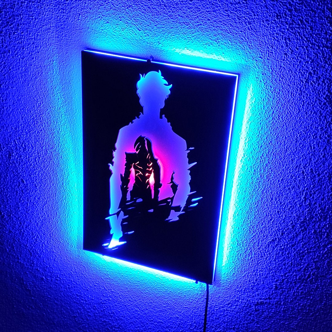 Jinwoo Solo Leveling Anime Night Light, Cadeau LED découpé au laser ...