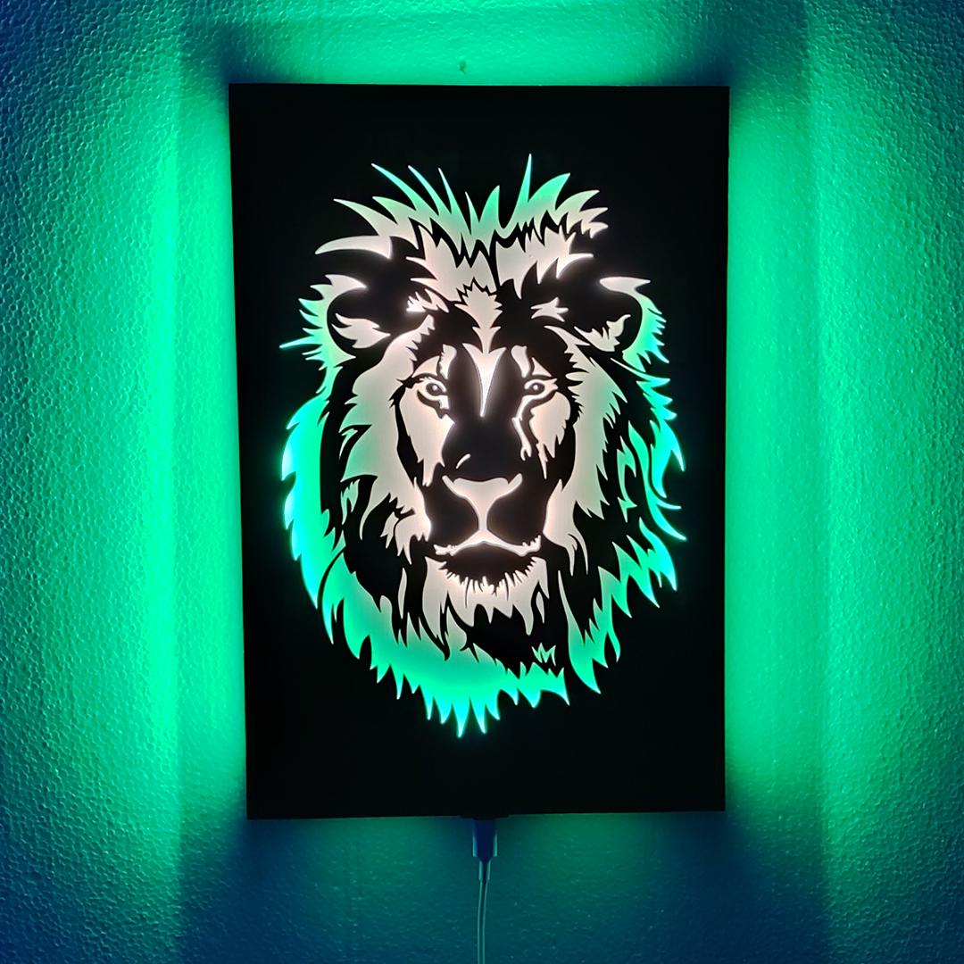 Green Lion Night Light Animal Decor, Laser Cut LED Gift, Custom Lion ...
