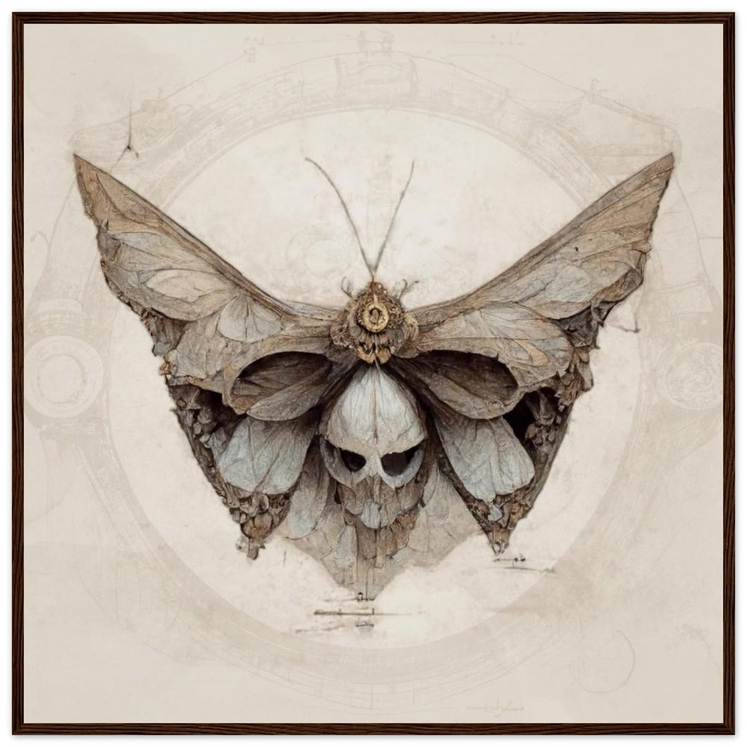 Gothic Moth Art Print Framed Dark Academia Wall Decorsurreal Insect ...