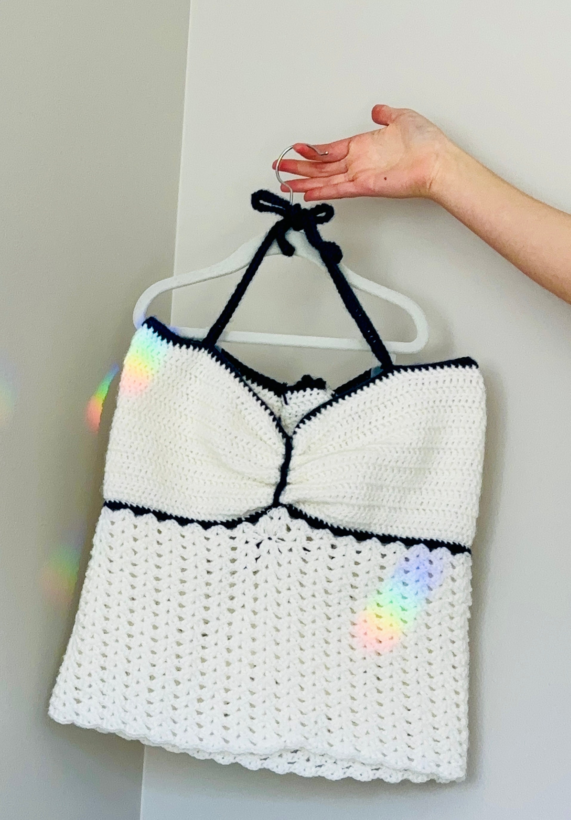 Halter Top Crochet PATTERN Navy& White - Etsy
