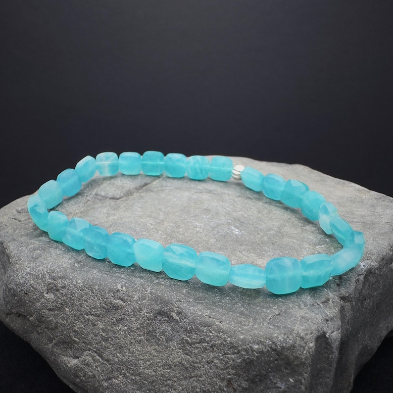 Mozambique Amazonite Flat Bracelet – Natural Unique Gemstone Bracelet ...