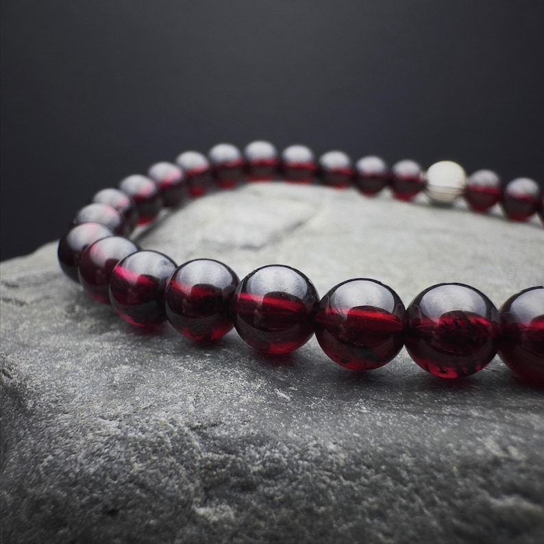 AAA Garnet Bracelet: 6mm Natural Red Gemstone Jewelry, Dainty Stacking ...