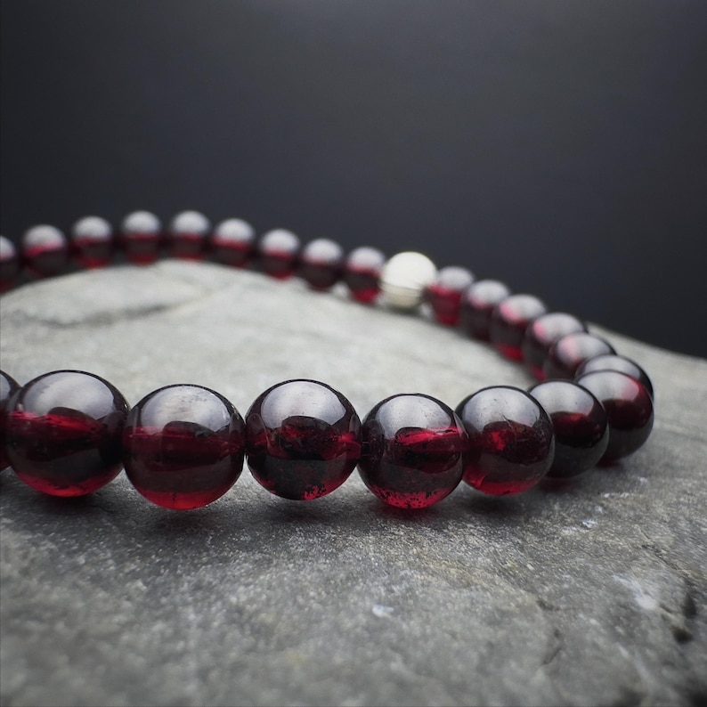 AAA Garnet Bracelet: 6mm Natural Red Gemstone Jewelry, Dainty Stacking ...