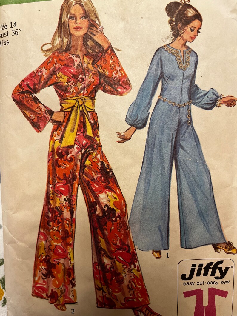 Bust 36, 1970s Jiffy Jumpsuit, Vintage Simplicity 9113 Sewing Pattern ...