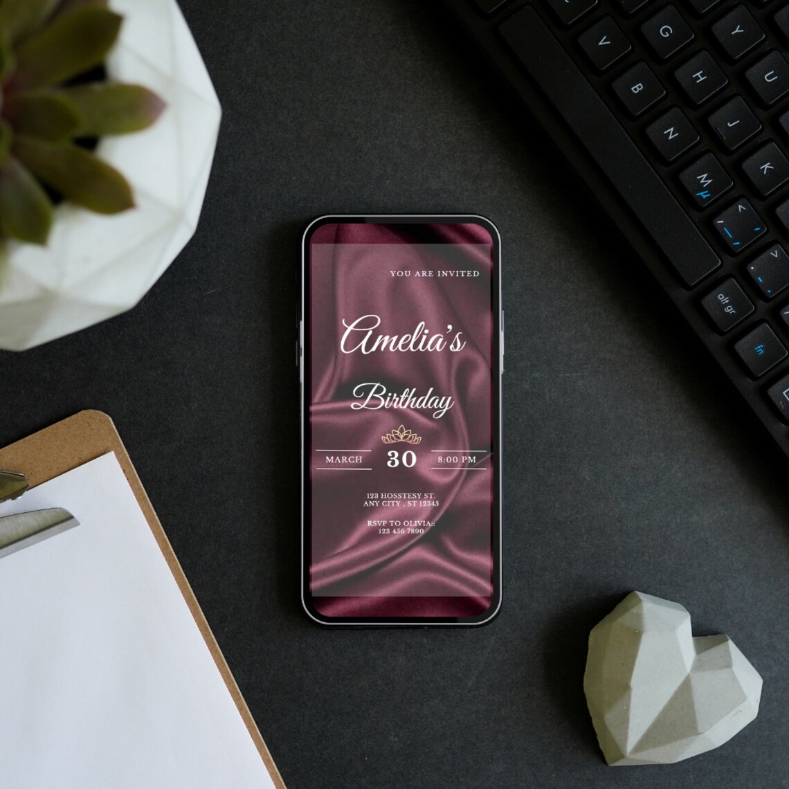 Editable Birthday Invitation Elegant Women. Invitation Template ...