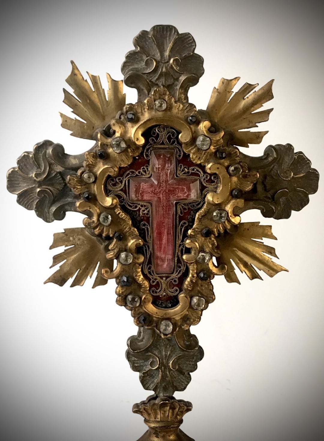 Antique Italian Baroque 18th Century Rock Crystal True Cross Reliquary ...