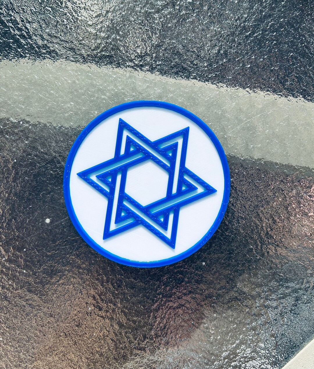 Handcrafted Star of David Coaster Set of 4 in White and Blue Jewish ...