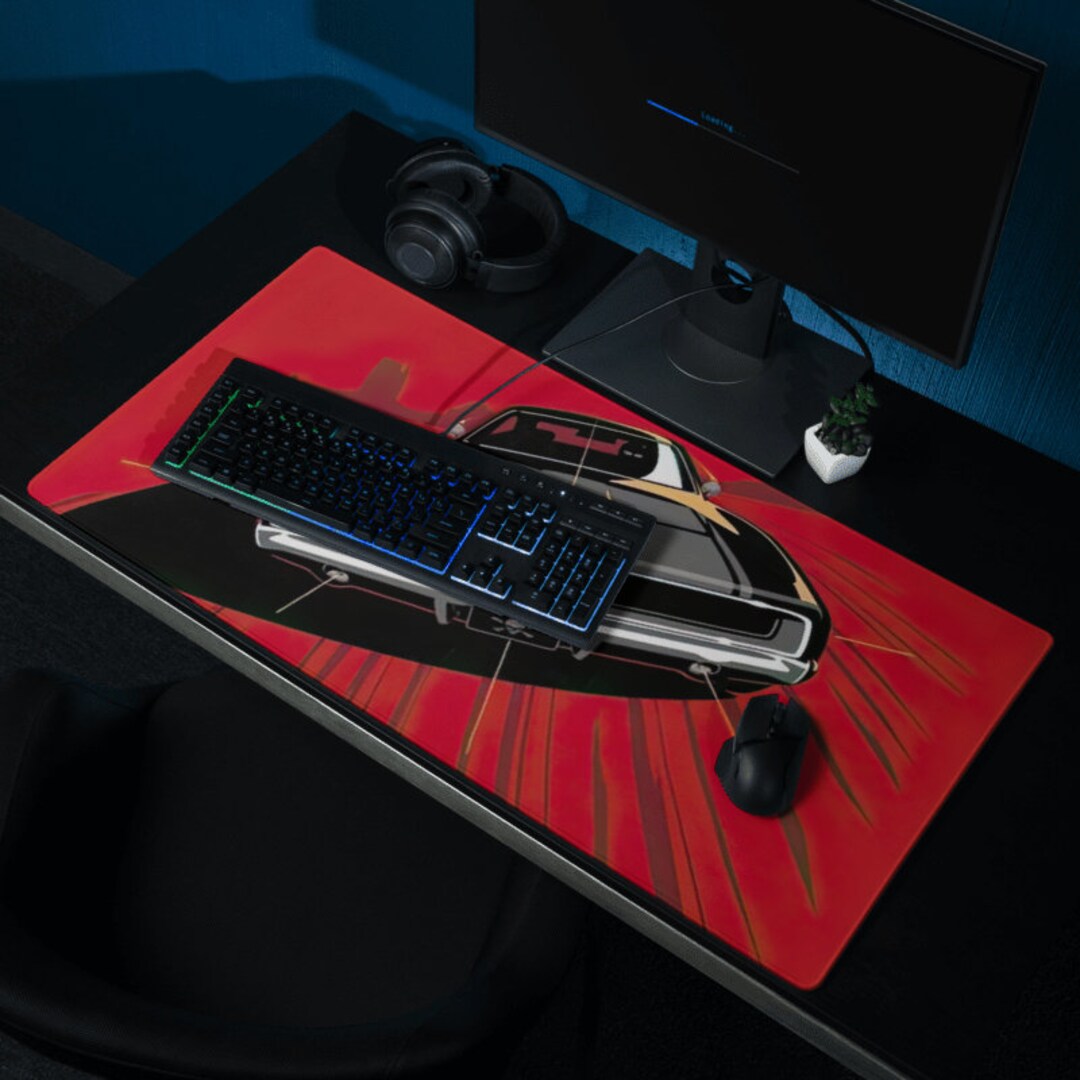 Classical Vintage Black Car Desk Mat, Challenger Cool Desk Mat, Luxury ...