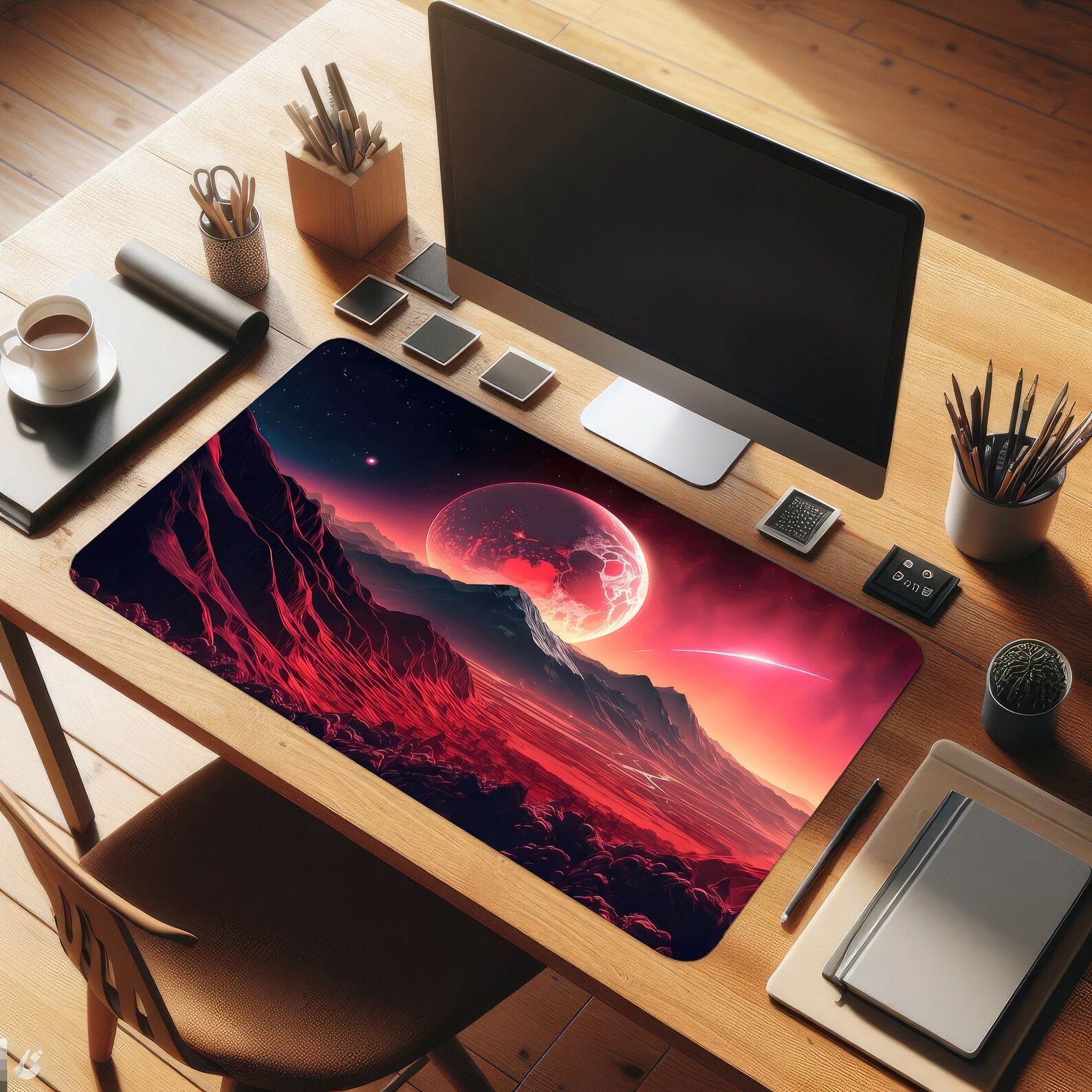 Full Blood Moon Desk Mat,aesthetic Desk Mat,moon Desk Mat,kawaii Desk ...