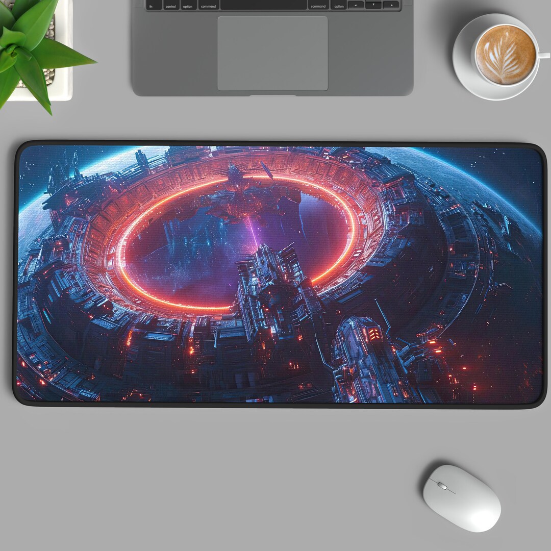 Cyberpunk Space Portal Desk Mat, Spaceship Desk Mat, Galaxy Space Desk ...