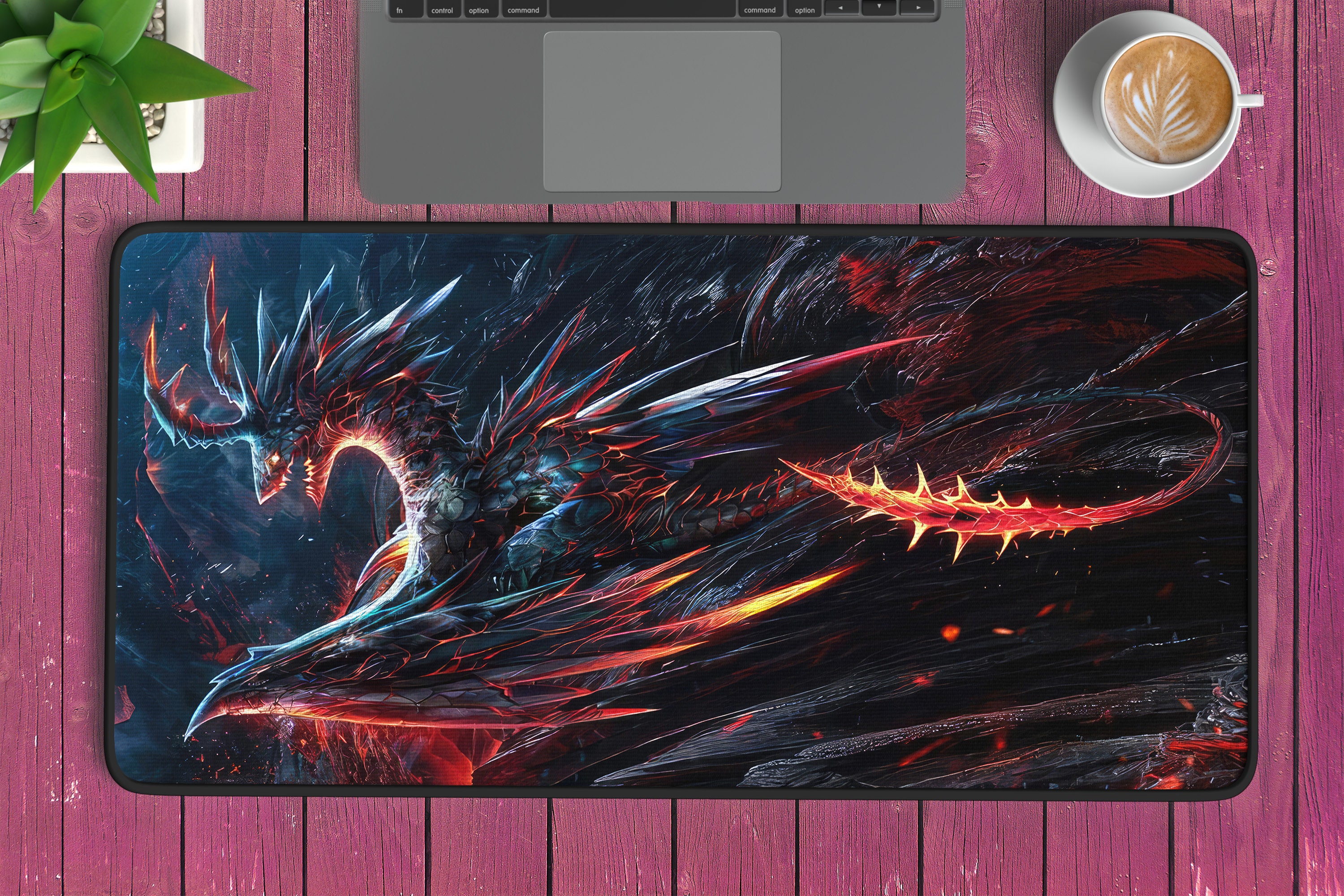 Dragon Fire Desk Mat, Aesthetic Desk Mat, Dark Desk Mat, Japanese Desk ...