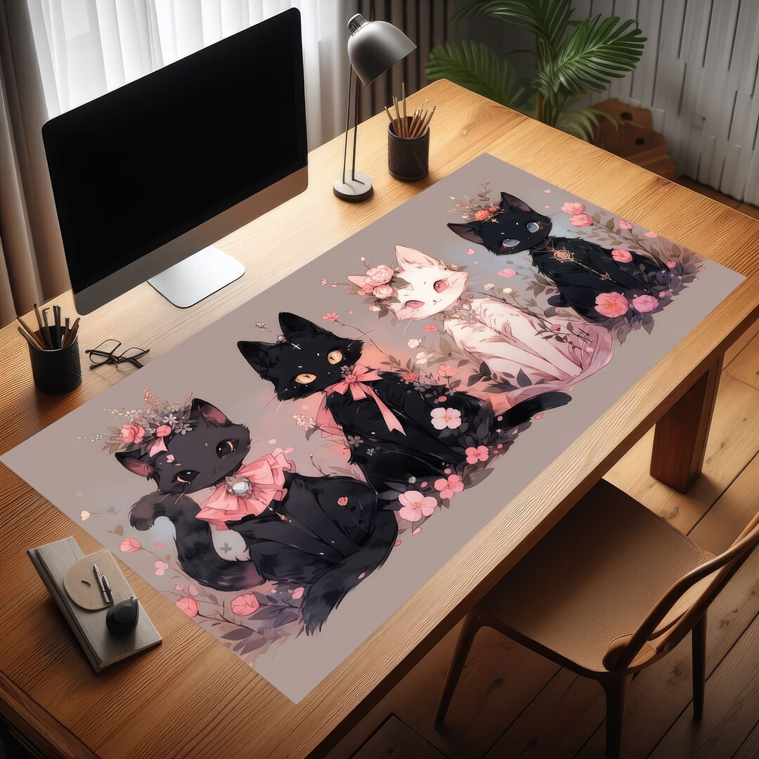 Fancy Cats Desk Mat,kawaii Desk Mat, Desk Mat Cute, Desk Mat Aesthetic ...