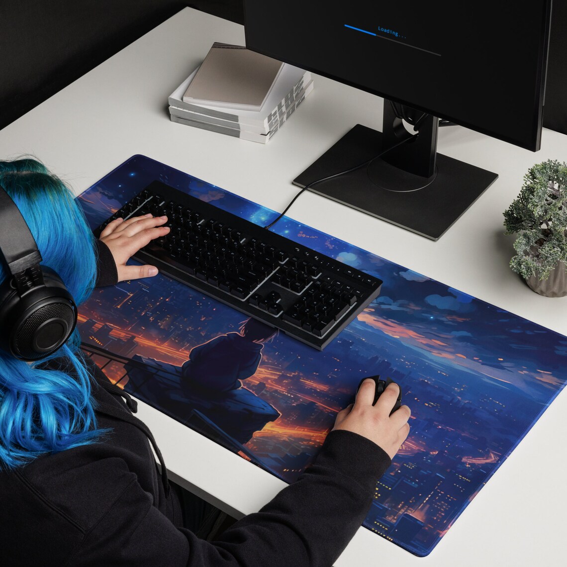 Sky View Desk Mat,aesthetic Desk Mat,moon Desk Mat,sky Desk Mat,blue ...