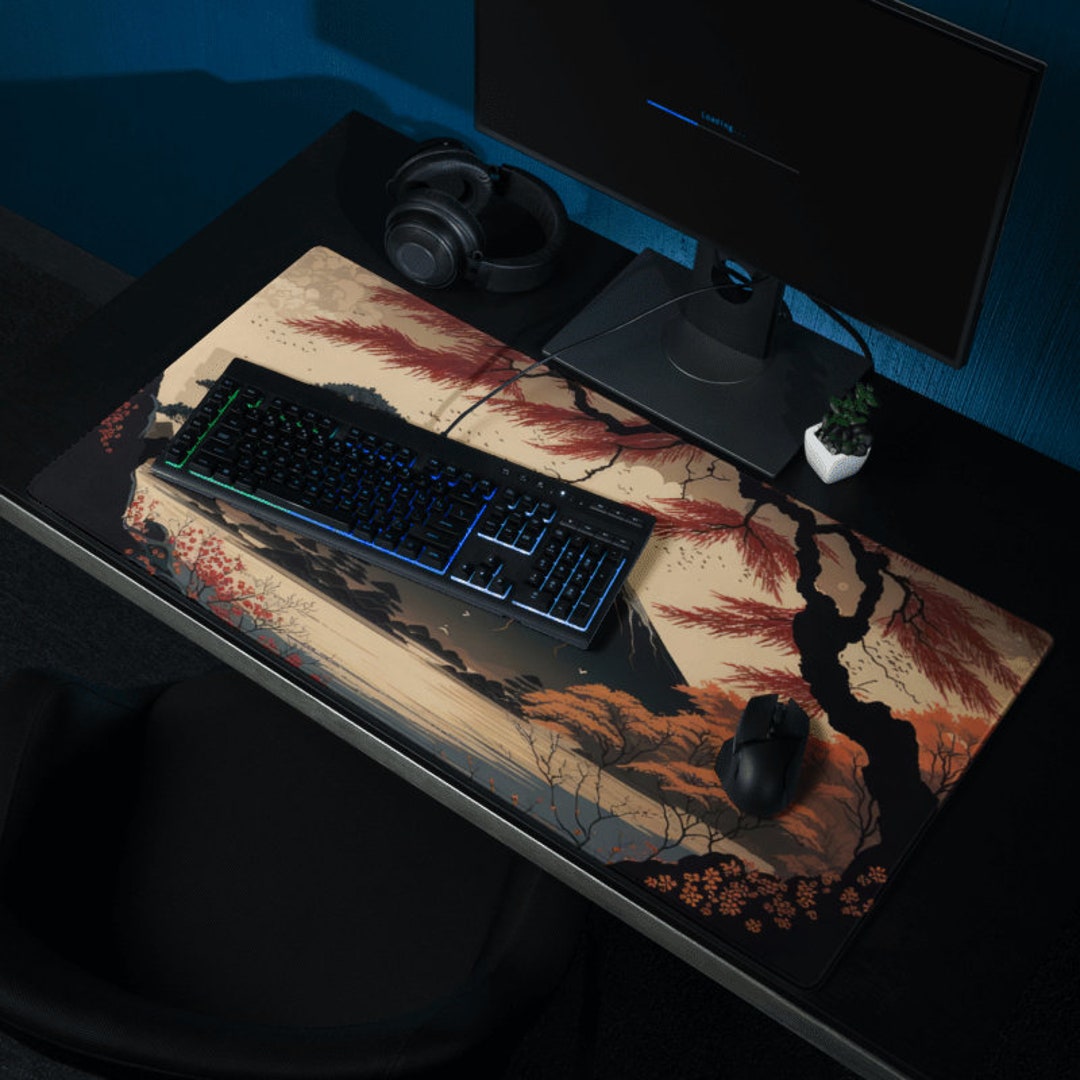 Fuji Mountain Japanese Tree Desk Mat, Japanese Desk Mat,forest Desk Mat ...