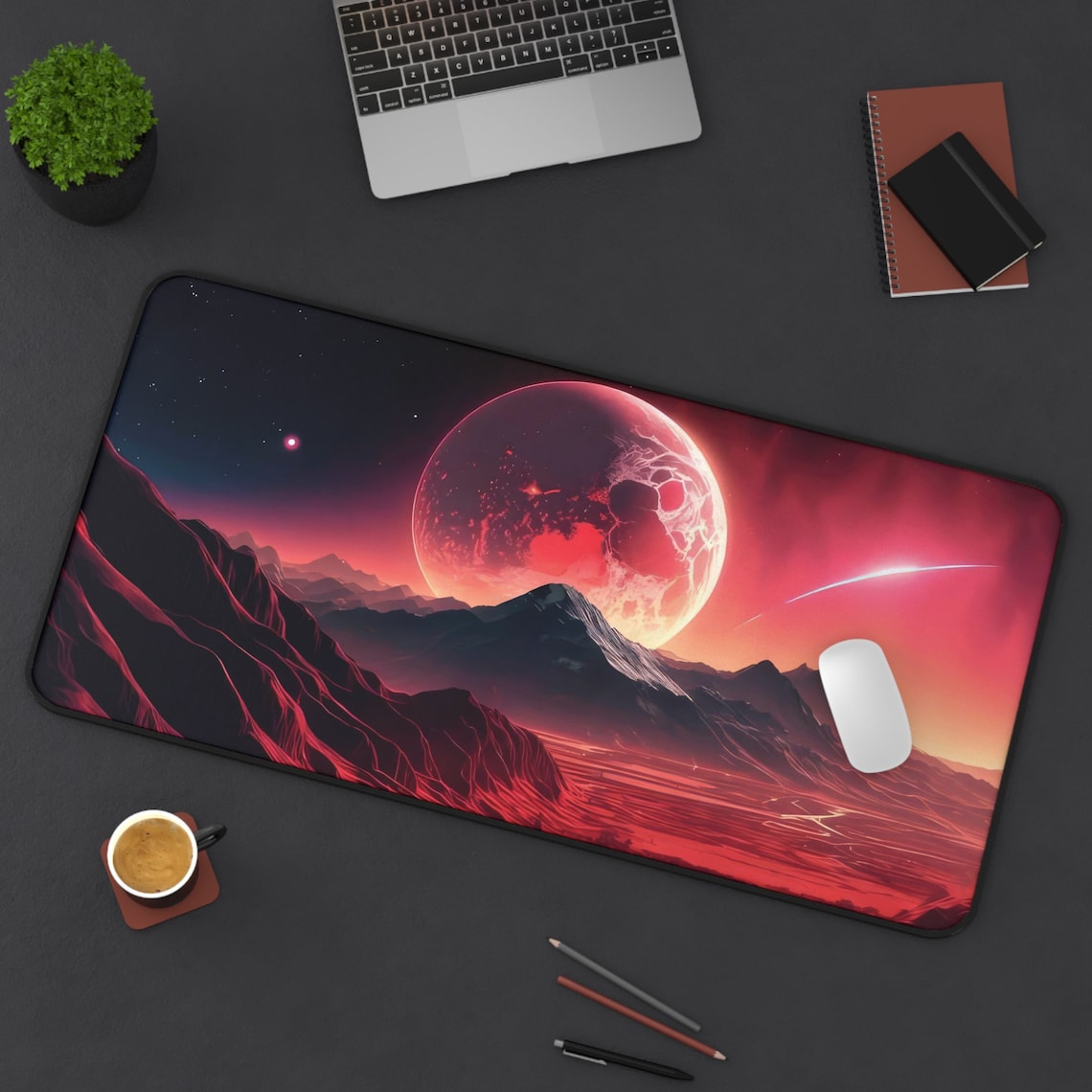 Full Blood Moon Desk Mat,aesthetic Desk Mat,moon Desk Mat,kawaii Desk ...