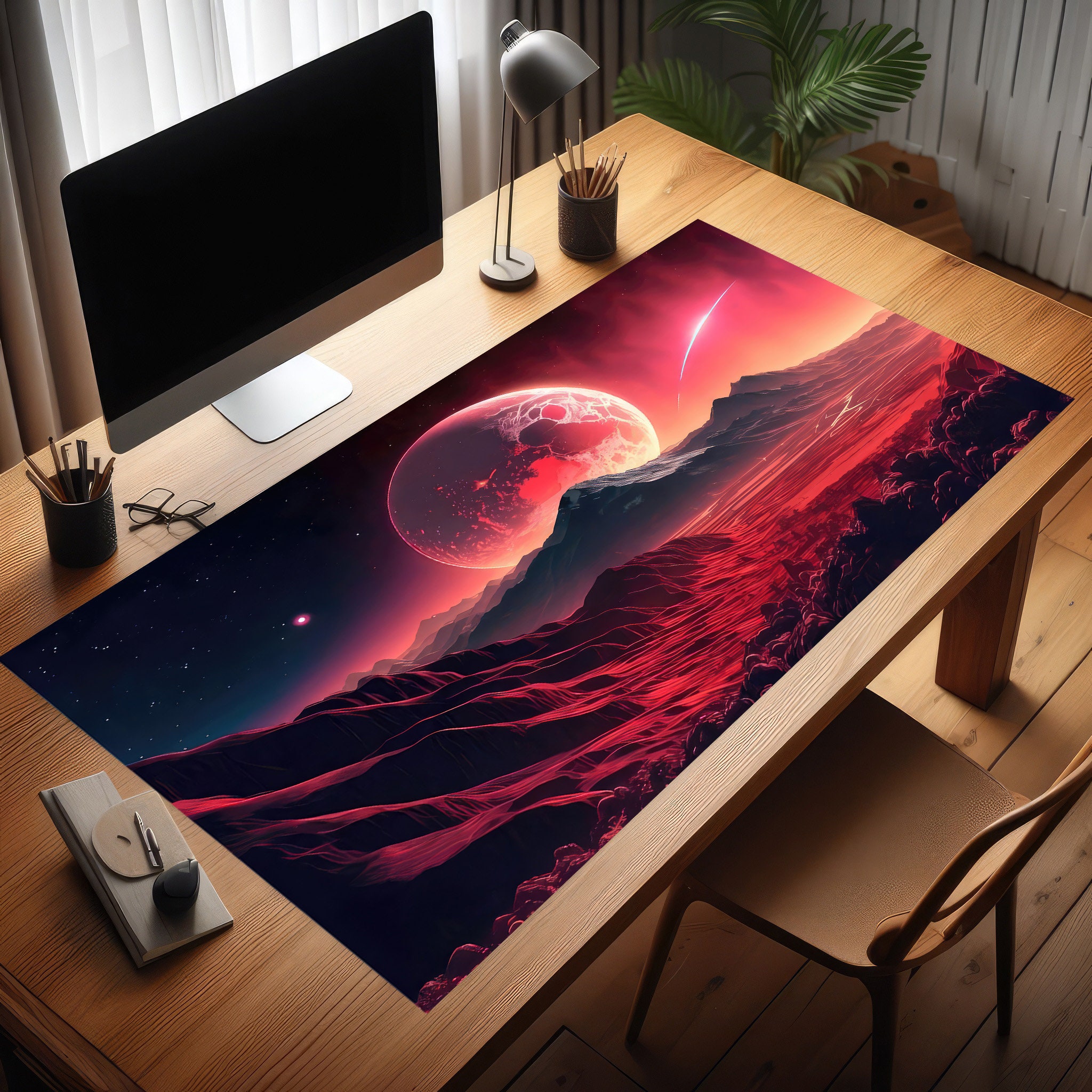 Full Blood Moon Desk Mat,aesthetic Desk Mat,moon Desk Mat,kawaii Desk ...