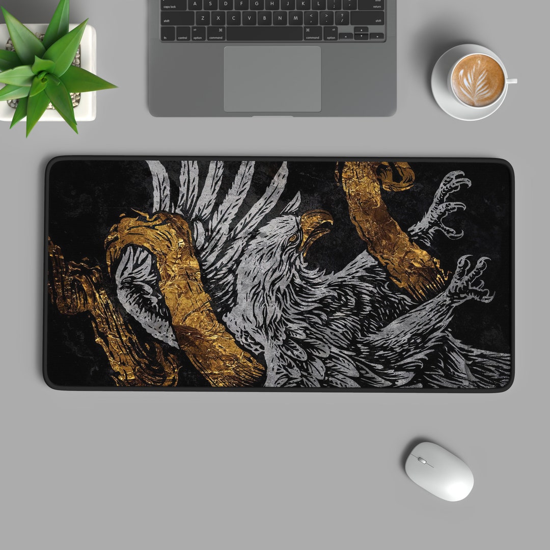Eagle Art Desk Mat, Dark Desk Mat, Black Desk Mat, Animal Desk Mat ...