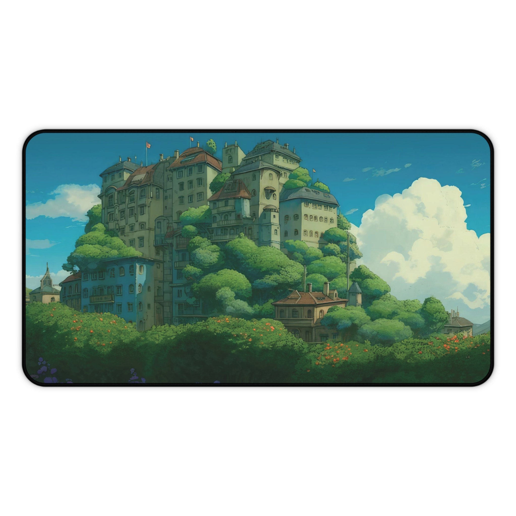 Majestic Castle in the Greenery Desk Mat, Anime Desk Mat, Desk Mat ...
