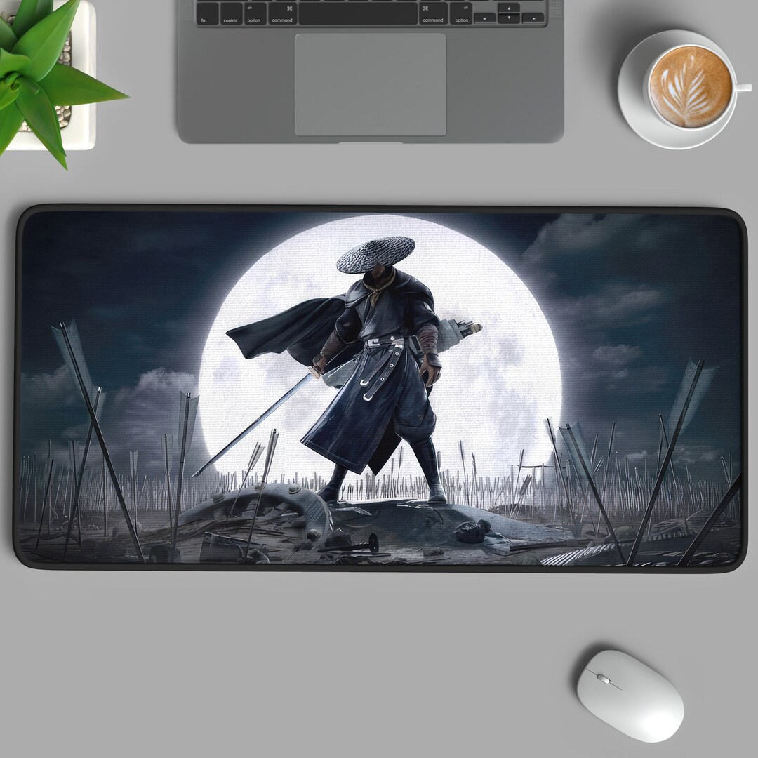Fantasy Samurai Moonlight Desk Mat,japanese Desk Mat,night Desk Mat,xl ...