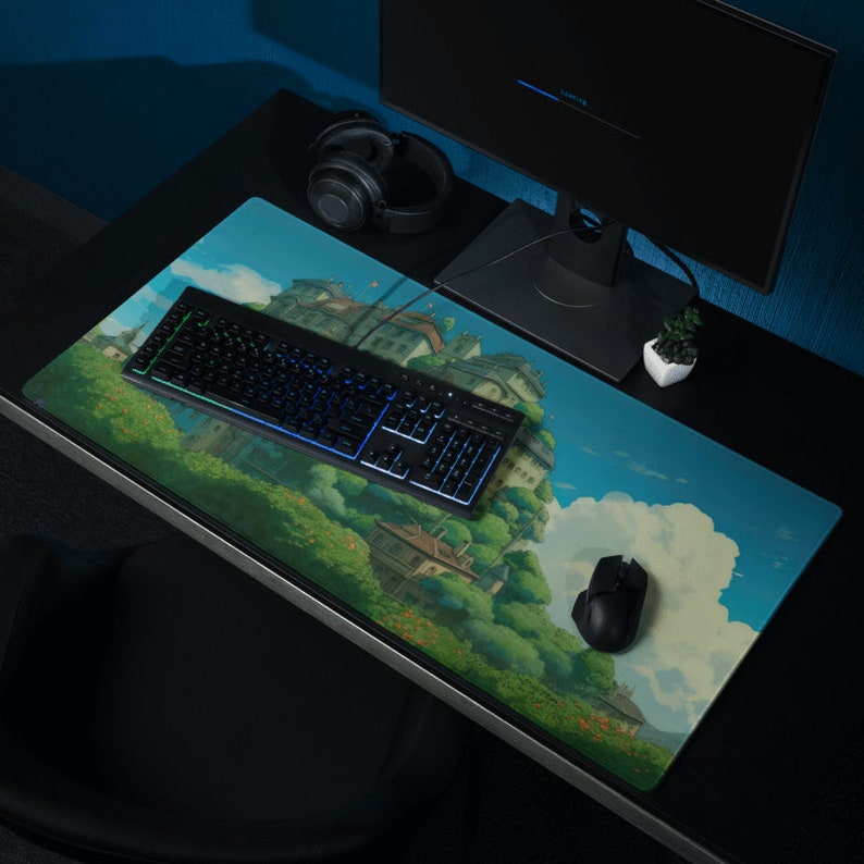 Majestic Castle in the Greenery Desk Mat, Anime Desk Mat, Desk Mat ...