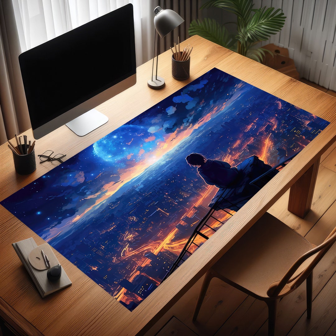 Sky View Desk Mat,aesthetic Desk Mat,moon Desk Mat,sky Desk Mat,blue ...