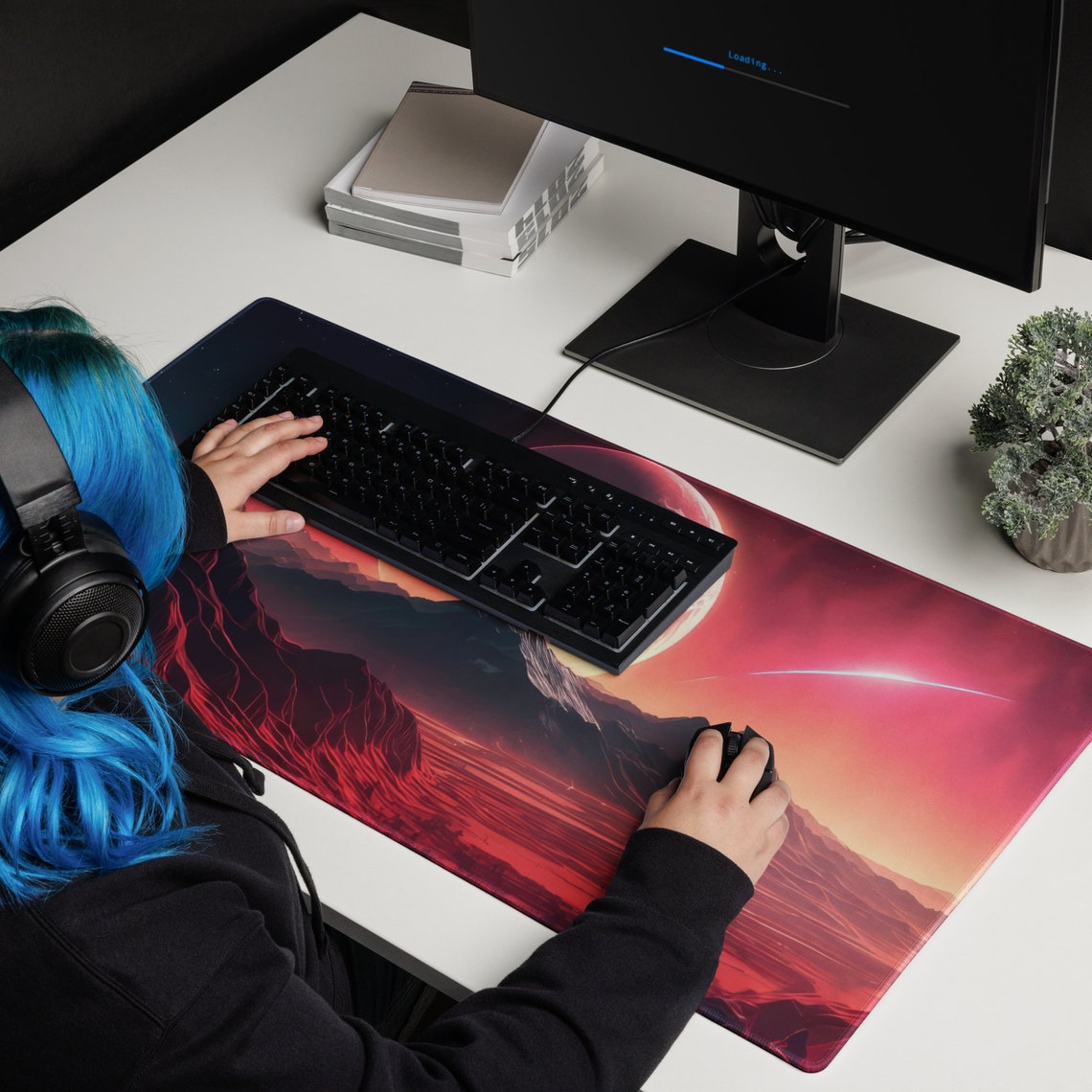 Full Blood Moon Desk Mat,aesthetic Desk Mat,moon Desk Mat,kawaii Desk ...