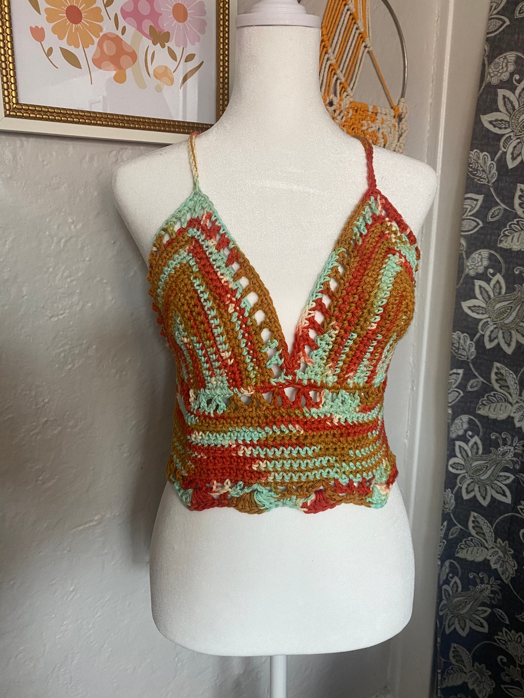 Handmade Crochet Willow Crop Top in Rust Swirl - Etsy