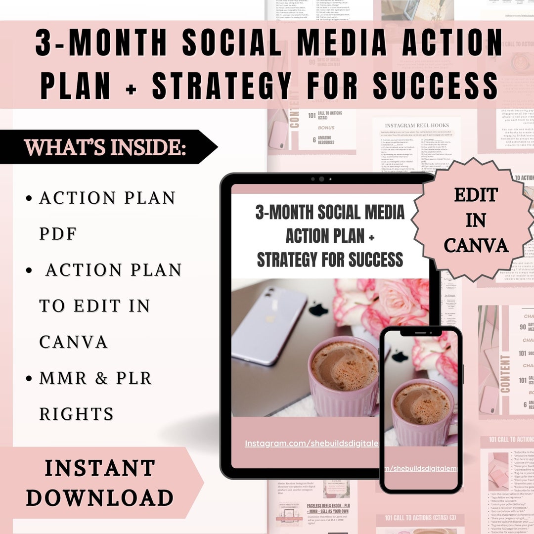 3-month Social Media Action Plan + Strategy for Success (edit in Canva ...